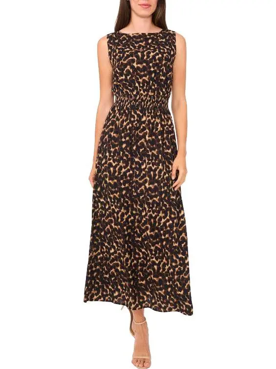 Halogen Leopard Smocked Waist Maxi Dress - Nomad Camel