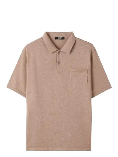 Gobi Cashmere Cotton Silk Cashmere Blend Polo Shirt - Timber Wolf