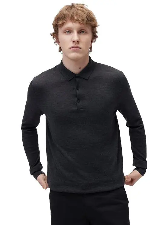 GOBI MONGOLIAN CASHMERE Cashmere Silk Polo - Charcoal