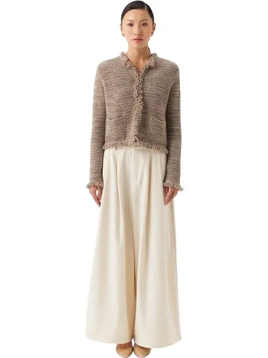 GOBI MONGOLIAN CASHMERE Cashmere Cardigan With Frayed Edges - Taupe