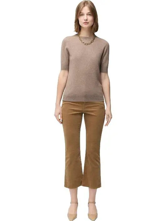 GOBI MONGOLIAN CASHMERE Crew Neck Cashmere Top - Taupe