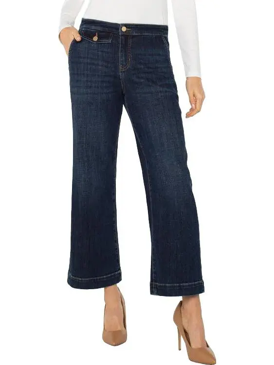 LIVERPOOL Stride High-waist Crop Wide-leg Jeans - Albany