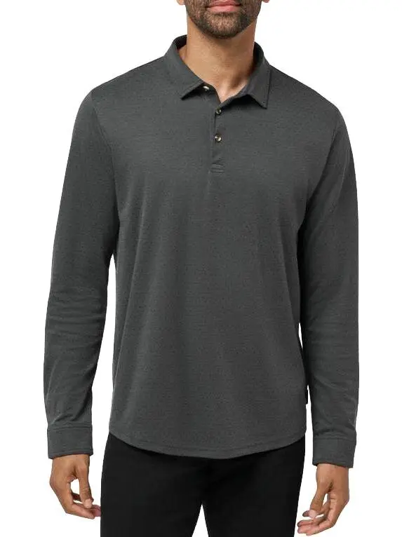 Travis Mathew Handsome Town Long Sleeve Polo - Heather Black