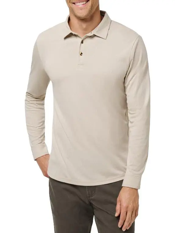 Travis Mathew Handsome Town Long Sleeve Polo - Italian Sand