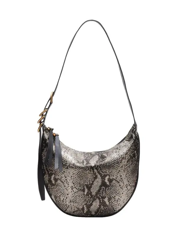 Rag & Bone Medium Mercer Snake Embossed Leather Hobo Bag - Black Mult