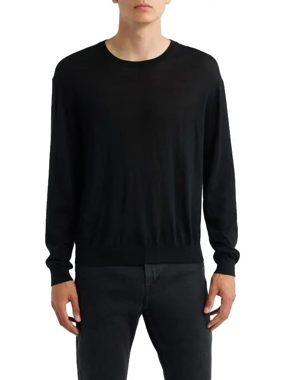 FRAME Superfine Merino Wool & Cashmere Crewneck Sweater - Black