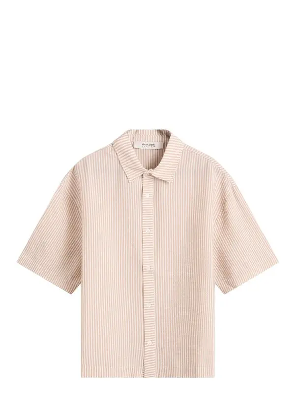 ABOUT:BLANK Stripe Seersucker Vacation Shirt - Brown/white