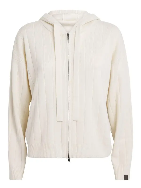 Max Mara Cashmere Zip-up Hoodie - White