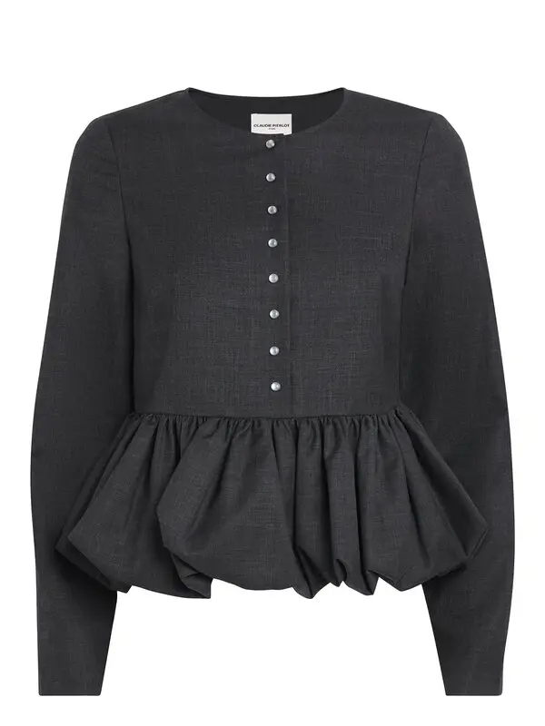 Claudie Pierlot Long-sleeve Peplum Shirt - Grey