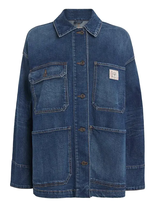 Max Mara Oversized Denim Workwear Jacket - Blue