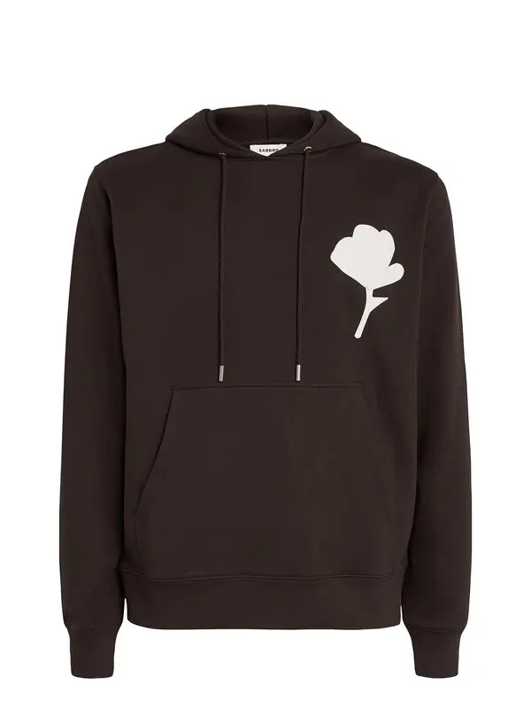 Sandro Cotton Floral-patch Hoodie - Brown