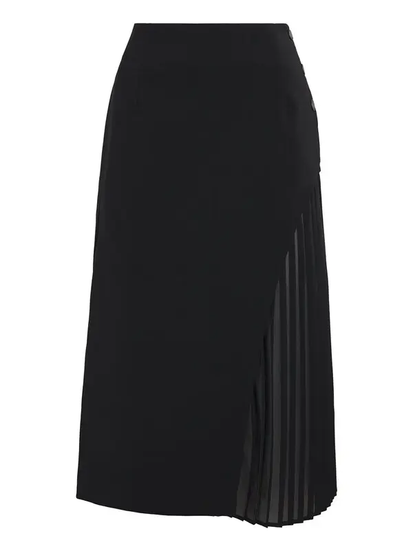 Claudie Pierlot Pleated Panel Midi Skirt - Black