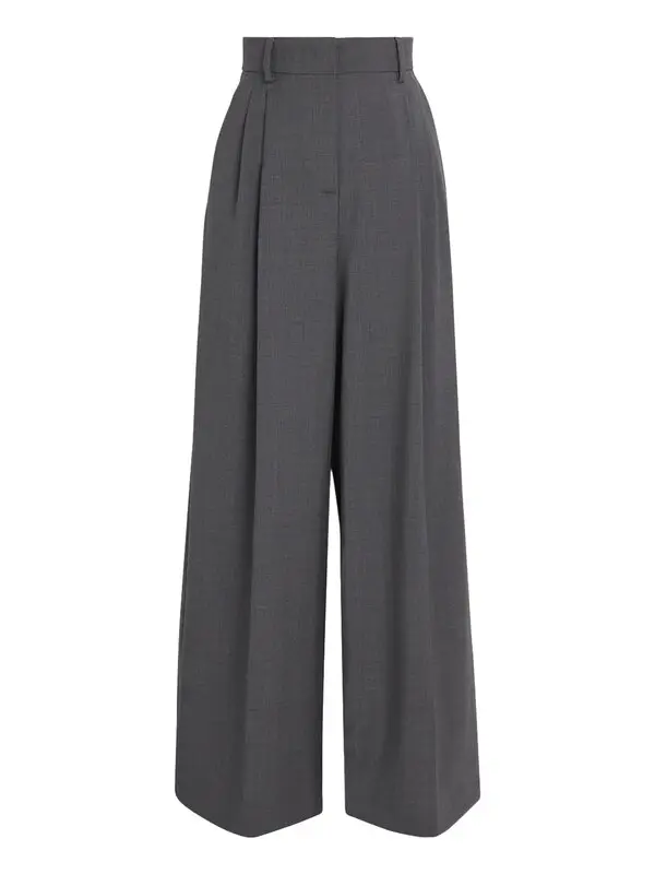 Max Mara Virgin Wool Wide-leg Tailored Trousers - Grey
