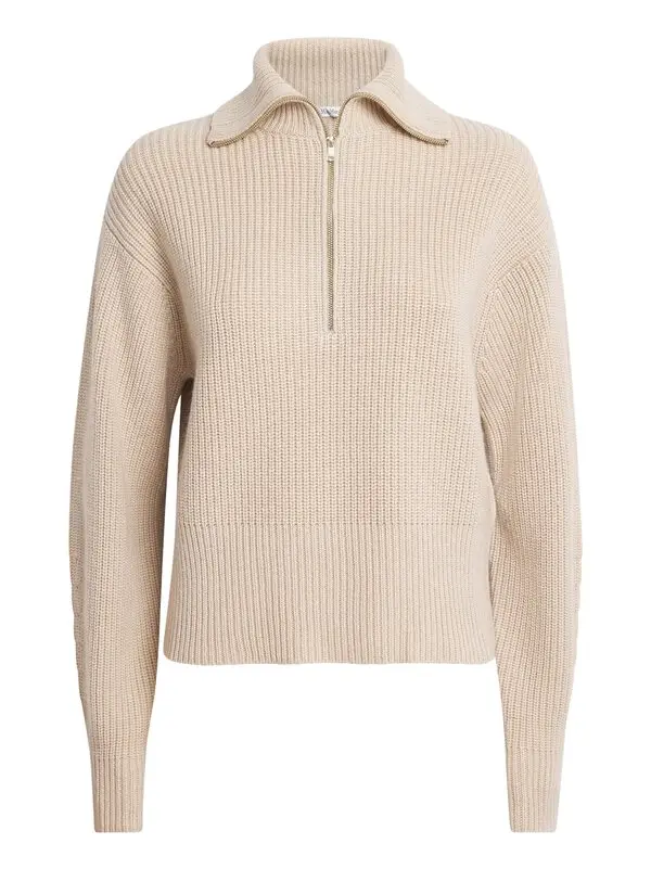 Max Mara Wool-cashmere Half-zip Sweater - Beige
