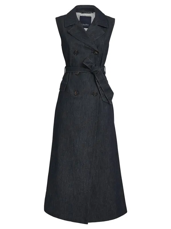 Max Mara Denim Double-breasted Midi Dress - Blue