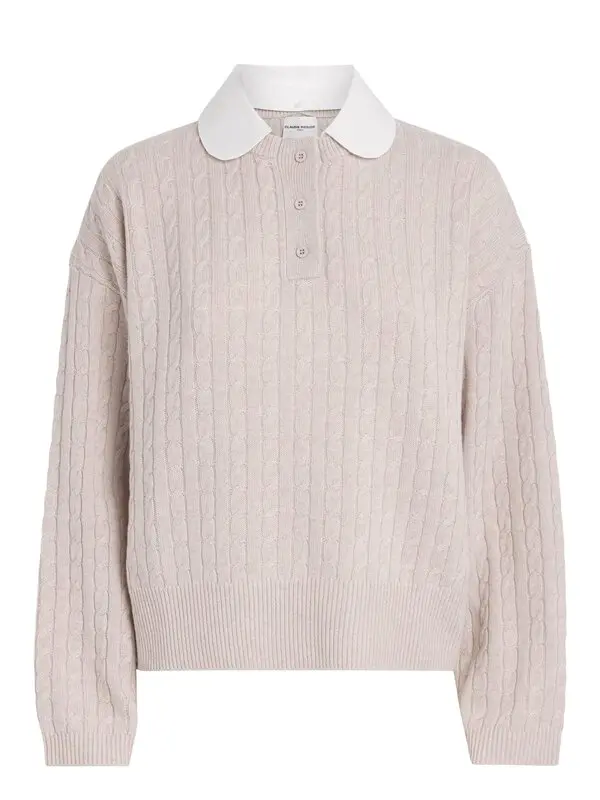Claudie Pierlot Wool-cashmere Sweater With Collar Insert - White