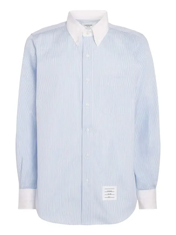 Thom Browne Cotton Stripe Shirt - Blue