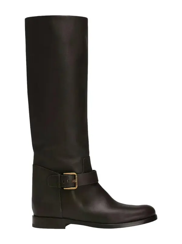 Dolce & Gabbana Buckle-strap Leather Boots - Brown
