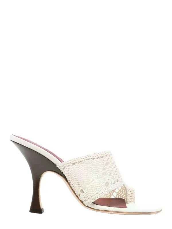 Magda Butrym 100mm Crochet Thong Heeled Sandals - Neutrals
