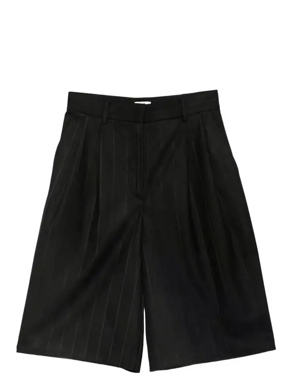 Andamane Xiana Pinstripe Pleated Shorts - Black