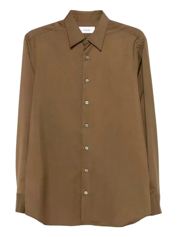 LARDINI Long-sleeve Button-up Shirt - Brown