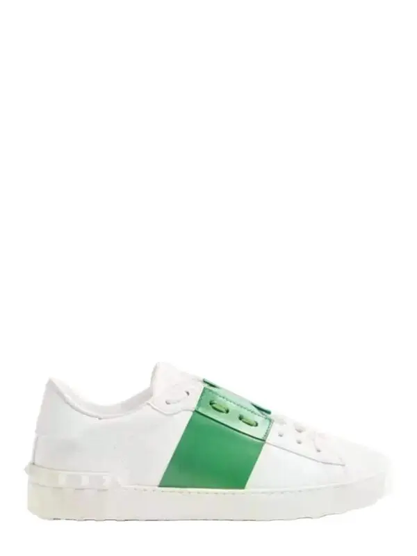 Valentino Garavani Calfskin Open Sneakers With Contrast Band - White