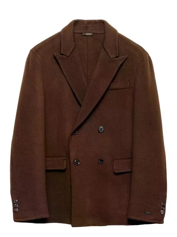 Prada Peaked-lapels Double-breasted Cashmere Blazer - Brown