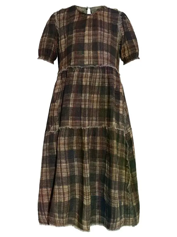 R13 Tiered Check Dress - Brown