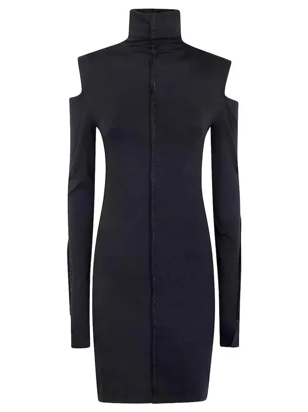THOM KROM Turtleneck Cut-out Day Dress - Black
