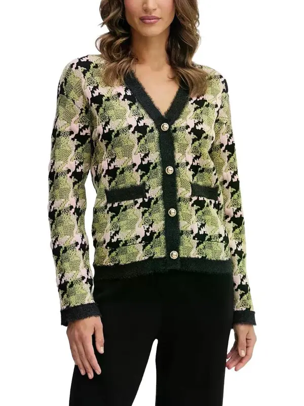 SILVIAN HEACH Houndstooth Button-down Cardigan - Green