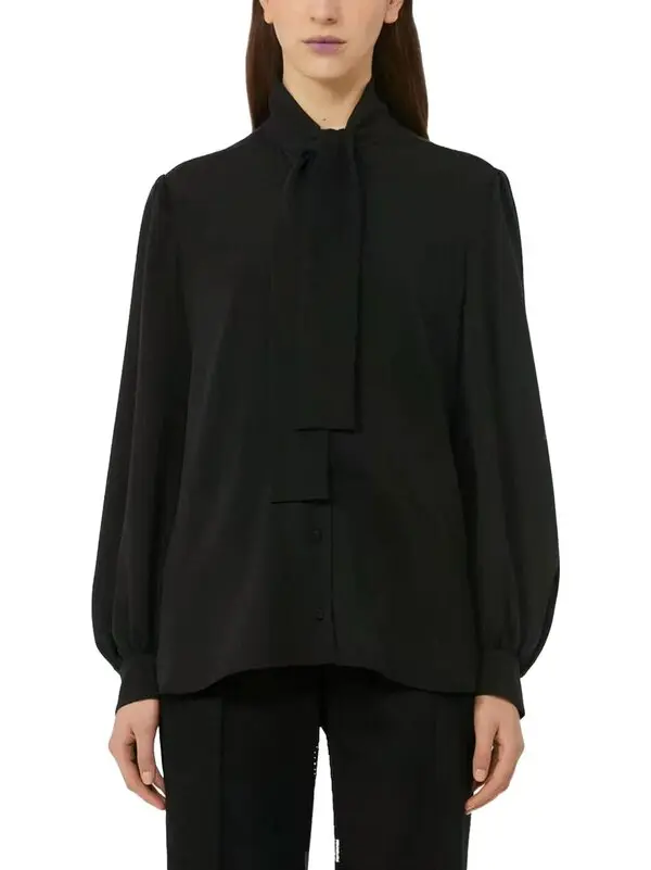 Max Mara Tie-neck Puff-sleeve Blouse - Black