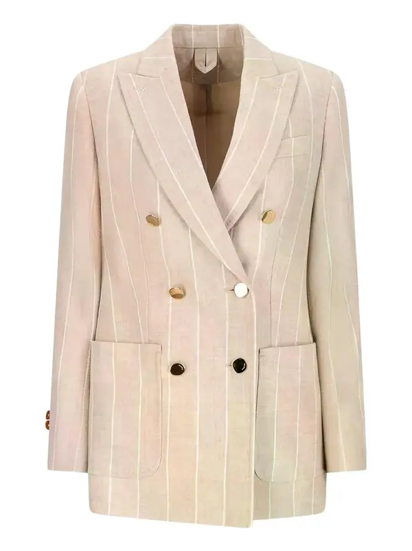Max Mara Riom Pinstripe Coat - Neutrals