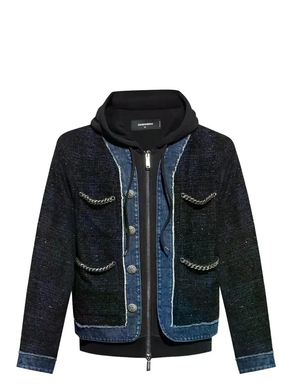 Dsquared2 Chain-trimmed Tweed Jacket - Blue
