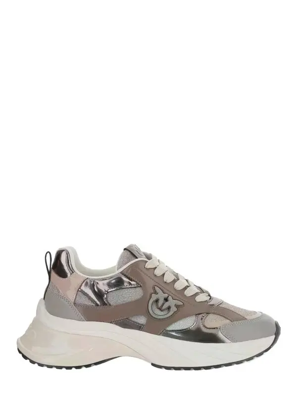 Pinko Metallic-panel Lace-up Sneakers - Brown