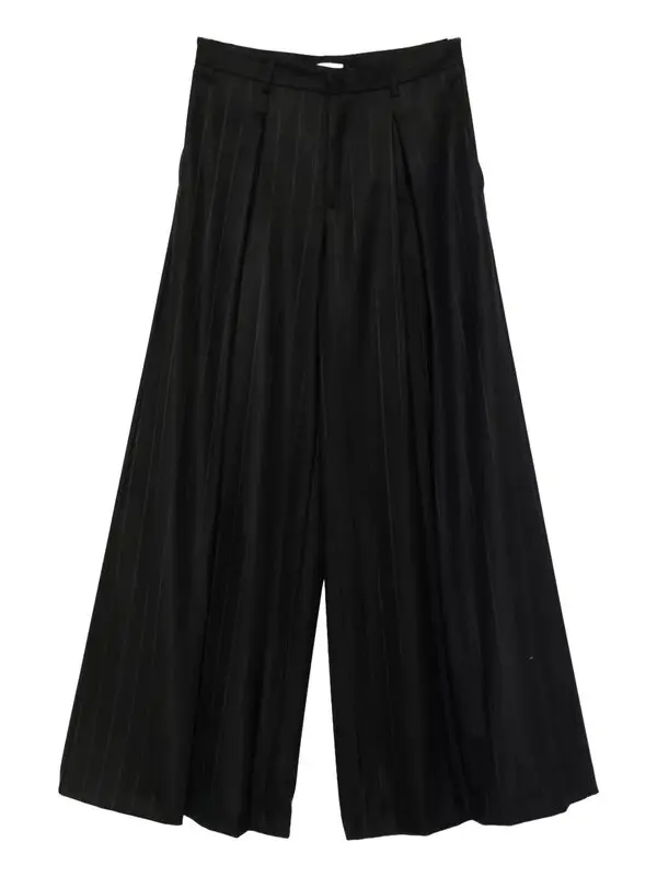 Andamane Pinstripe Pleated Trousers - Black