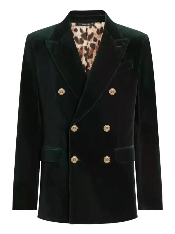 Dolce & Gabbana Velvet Double-breasted Blazer - Green