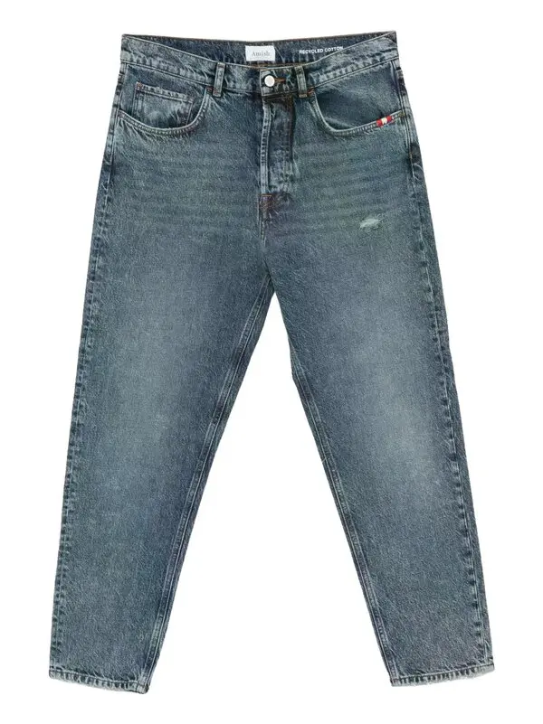 AMISH Distressed Patch Jeans - Blue