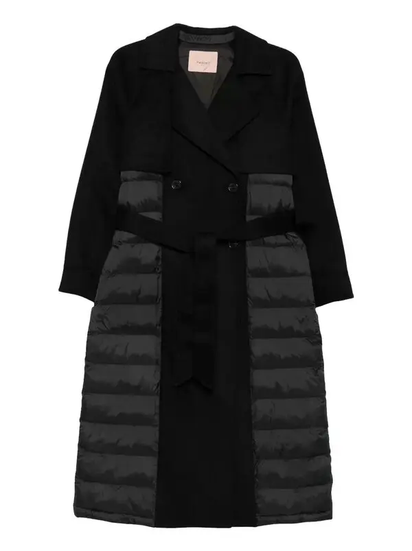 TWINSET Double-breasted Quilted Coat - Black