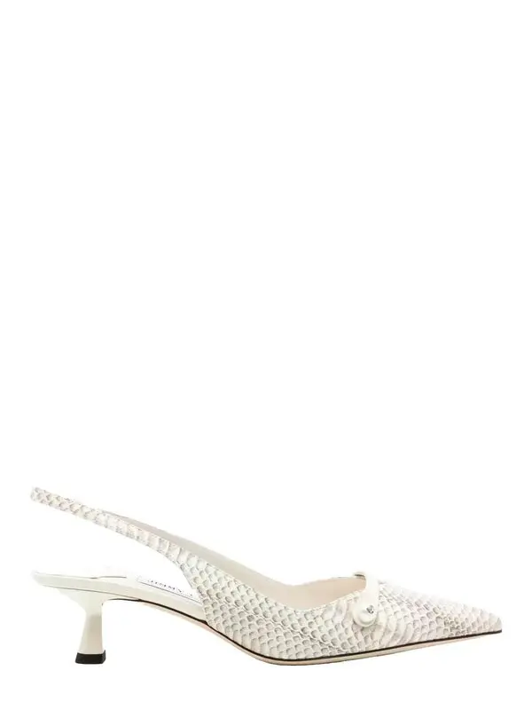 JIMMY CHOO Amita 45mm Snakeskin Slingback Pumps - Neutrals