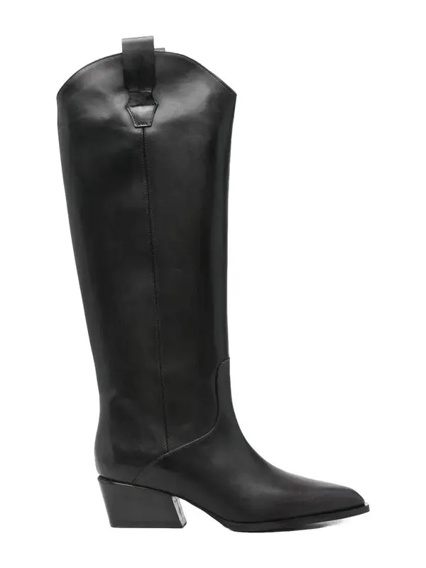 POEVE 45mm Pointed-toe Knee-high Boots - Black