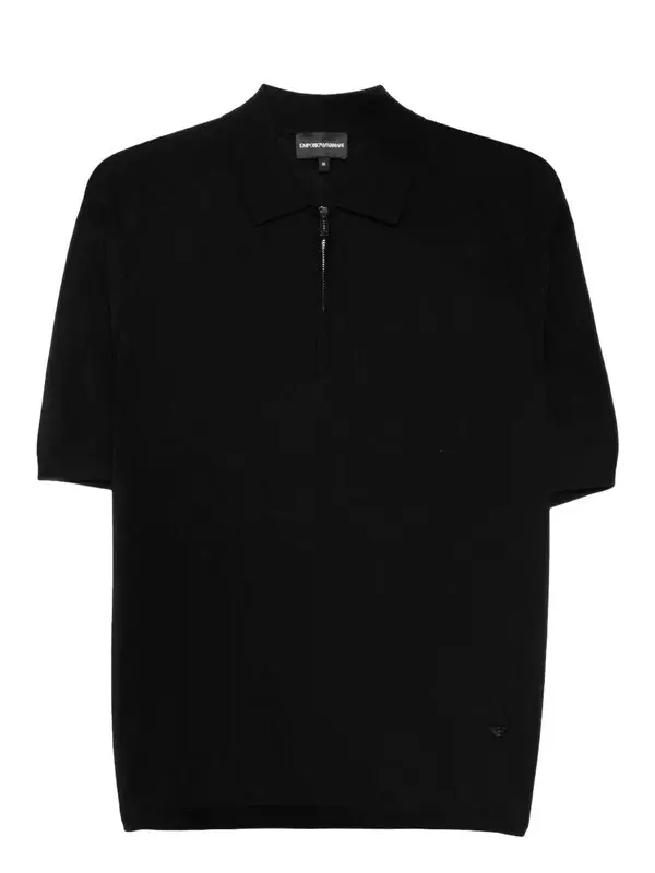 Emporio Armani Half-zip Short-sleeve Polo Shirt - Black