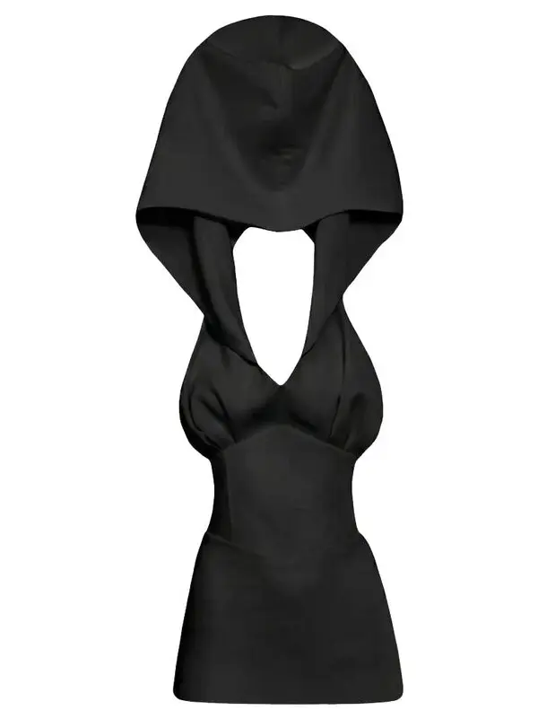 VESTIAIRE D'UN OISEAU LIBRE Sleeveless Mini Dress With Hooded Neckline - Black