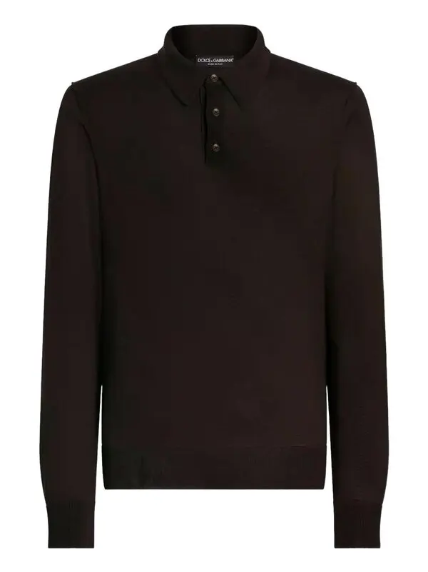Dolce & Gabbana Long-sleeve Polo Shirt - Brown