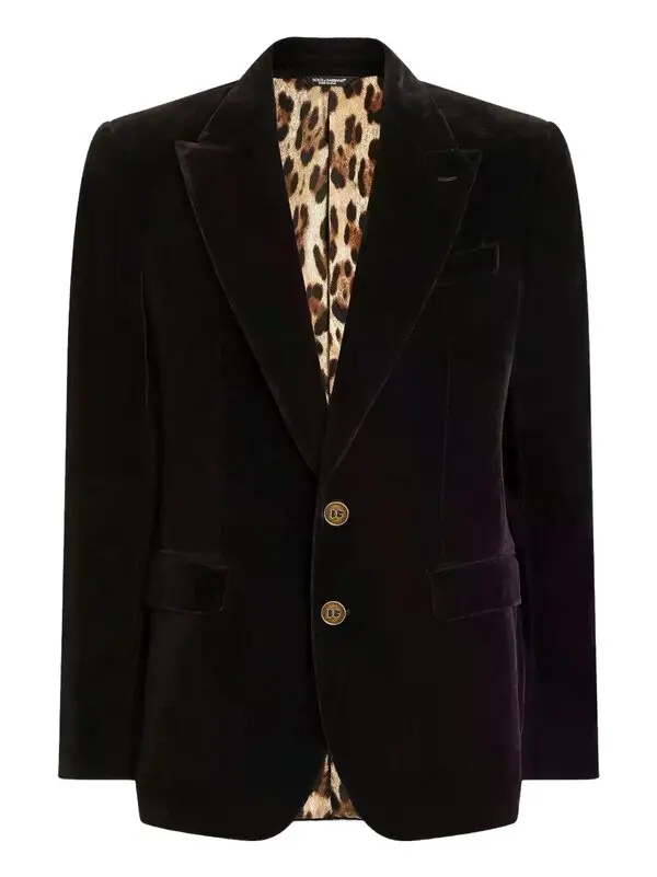 Dolce & Gabbana Velvet Gold-button Blazer - Brown