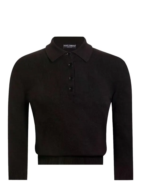 Dolce & Gabbana Cashmere Polo Top - Brown