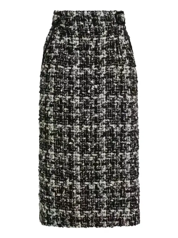 Dolce & Gabbana Checked Tweed Midi Skirt - Black