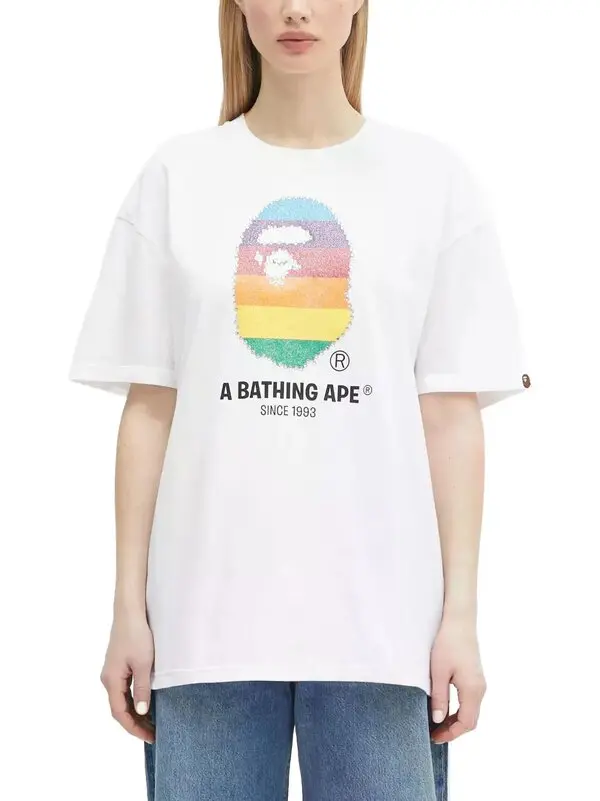 A BATHING APE Rainbow-embellished T-shirt - White