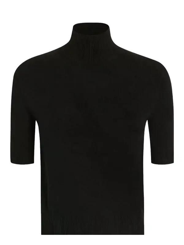 Dolce & Gabbana Short-sleeve Turtleneck Fine Knit Sweater - Black
