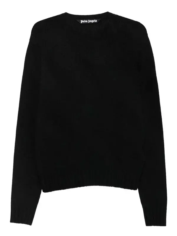 Palm Angels Crew-neck Knit Sweater - Black