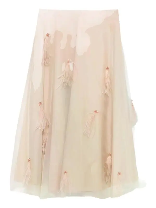 Dorothee Schumacher Feather-embellished Tulle Skirt - Neutrals